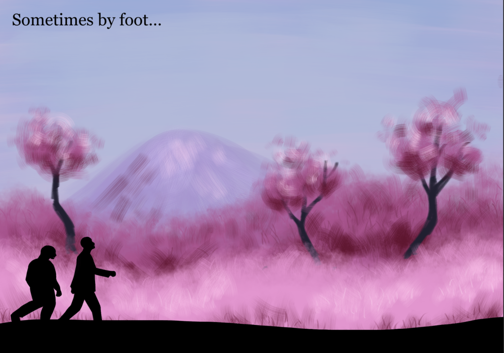 Two Men Arrive in a Village – arts, ink.